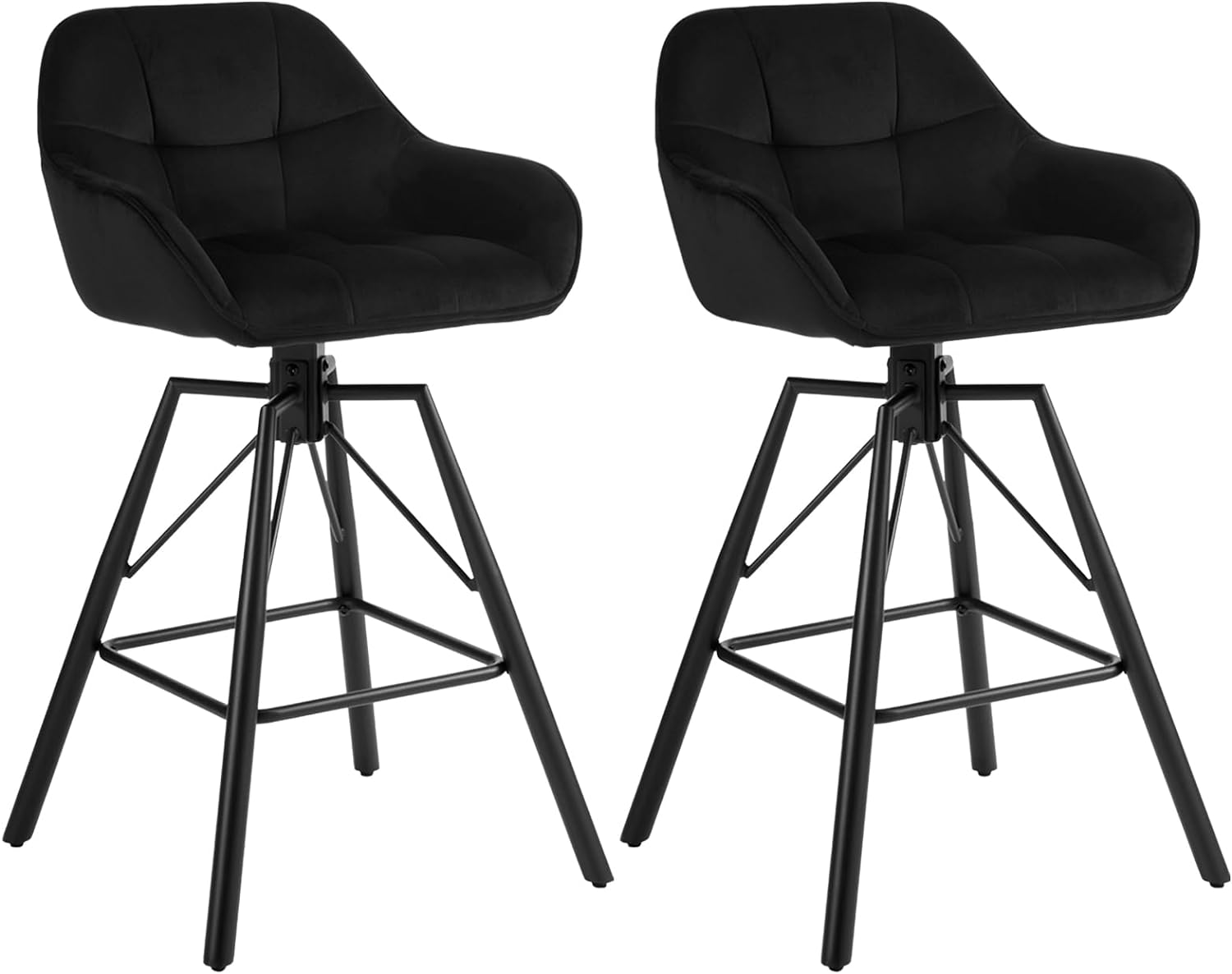 Lot de 2 Tabourets de Bar en Velours et Métal, Chaise Haute Bar ...