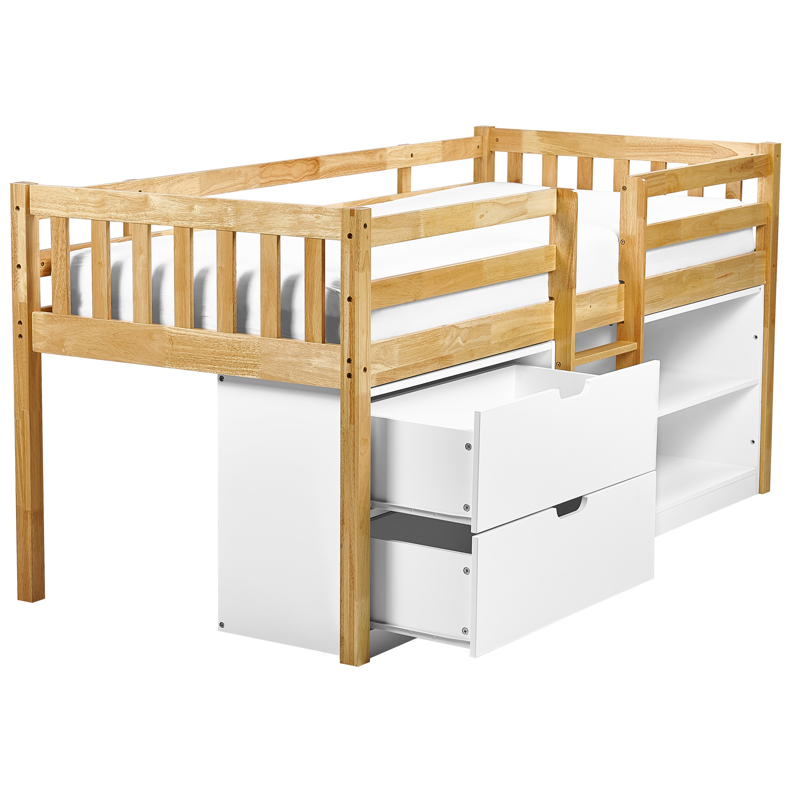 Lit simple avec rangement en bois clair 90 x 200 cm SUSVILLE | Leroy Merlin
