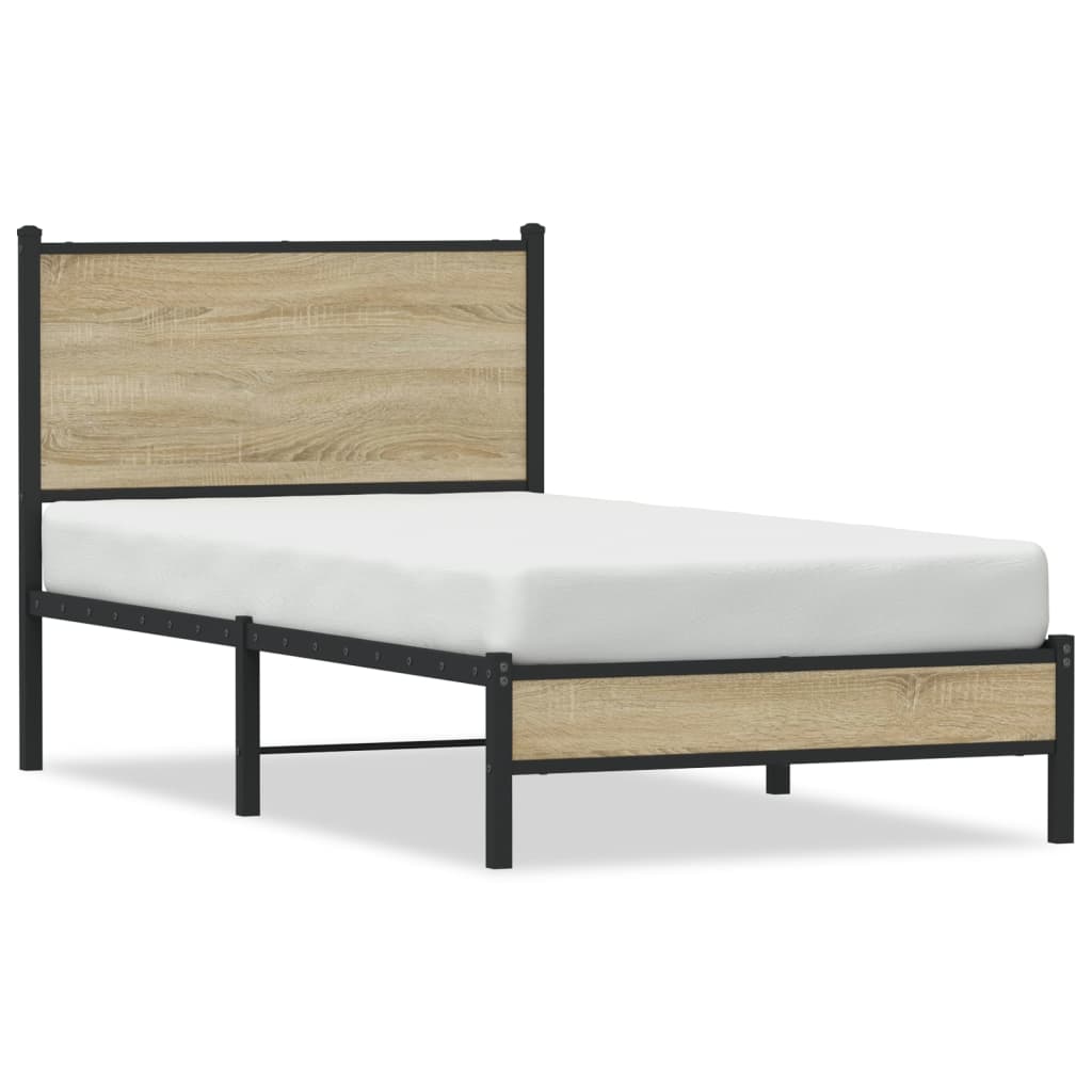Cadre de lit en métal sans matelas chêne sonoma 75x190 cm | Leroy Merlin