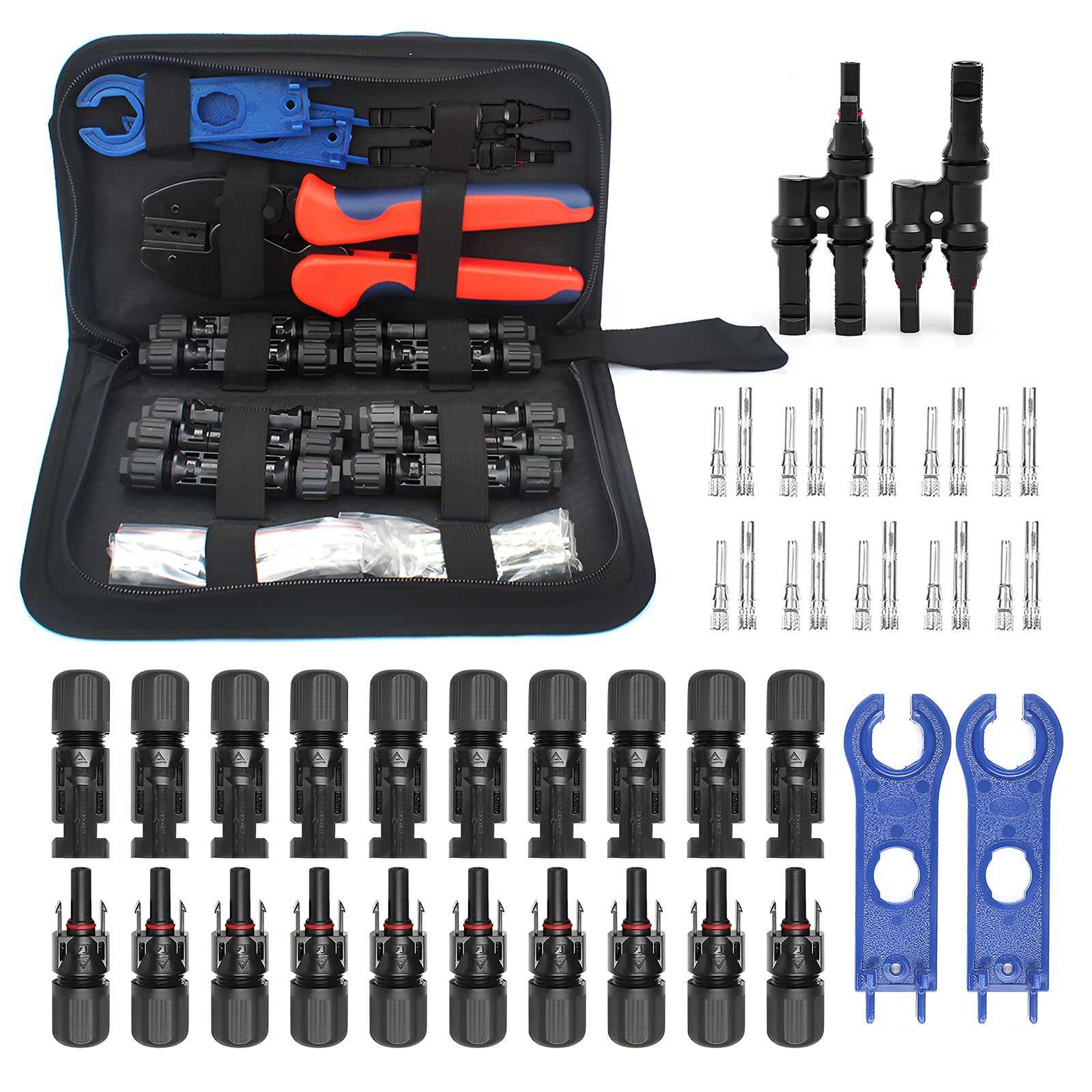 Kit d'outils de sertissage solaire – Pince à sertir + 10 connecteurs de fils + 2 connecteurs Y ...