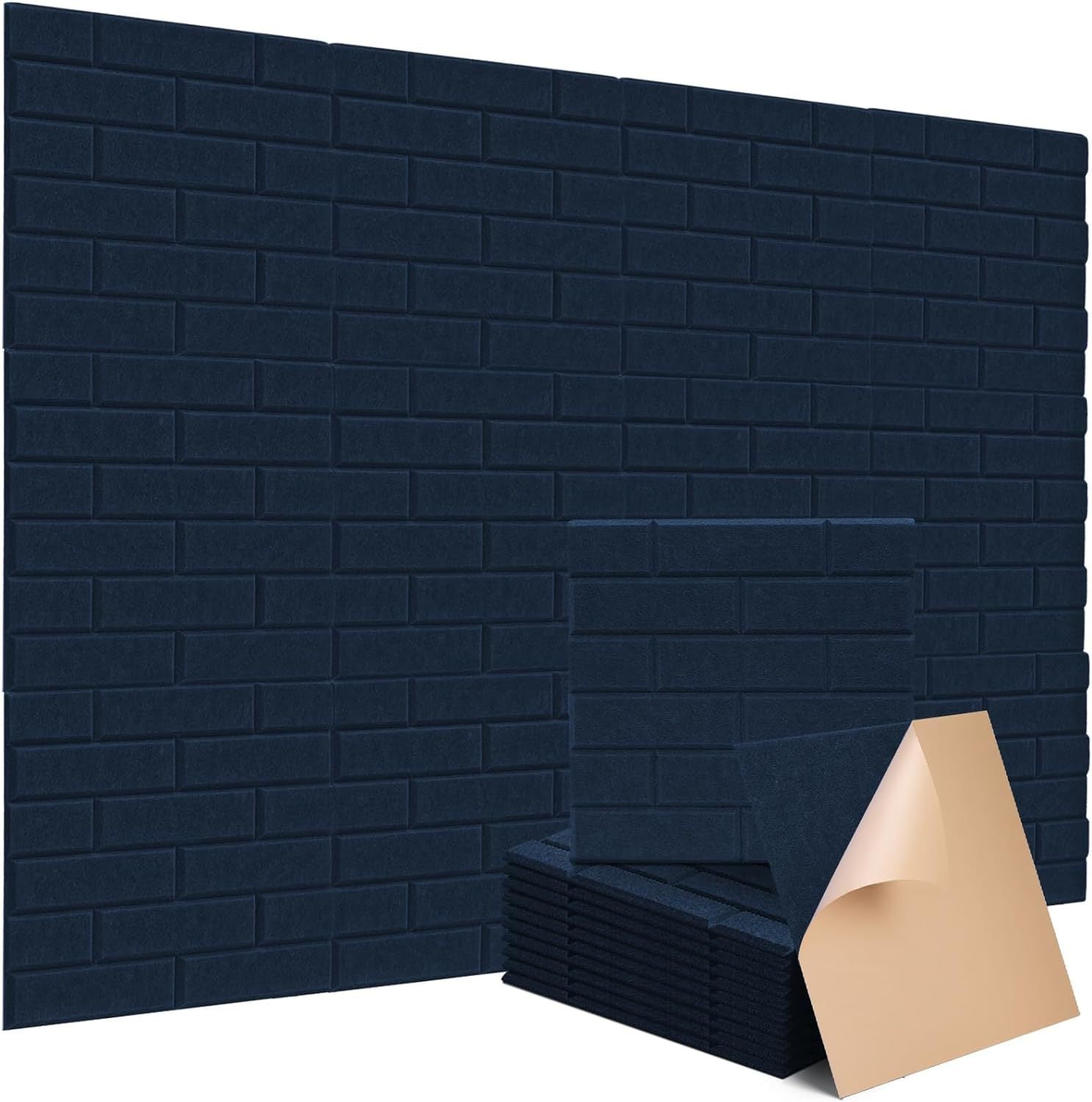 12 pannelli in mattoni fonoassorbenti autoadesivi, 30x30 cm, blu scuro ...