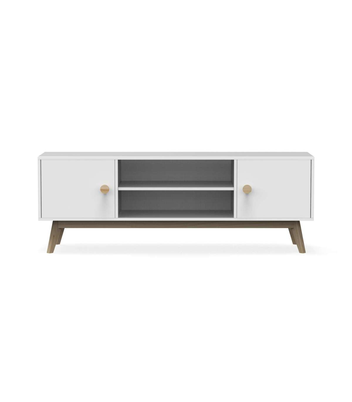 Mueble para televisión 2 puertas 2 huecos Campos acabado blanco/blanco ...