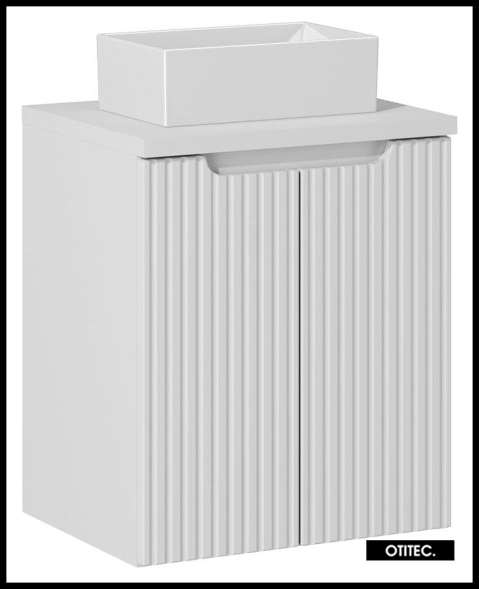 Meuble sous vasque de 50 cm - avec vasque à poser - avec plan - Blanc ...