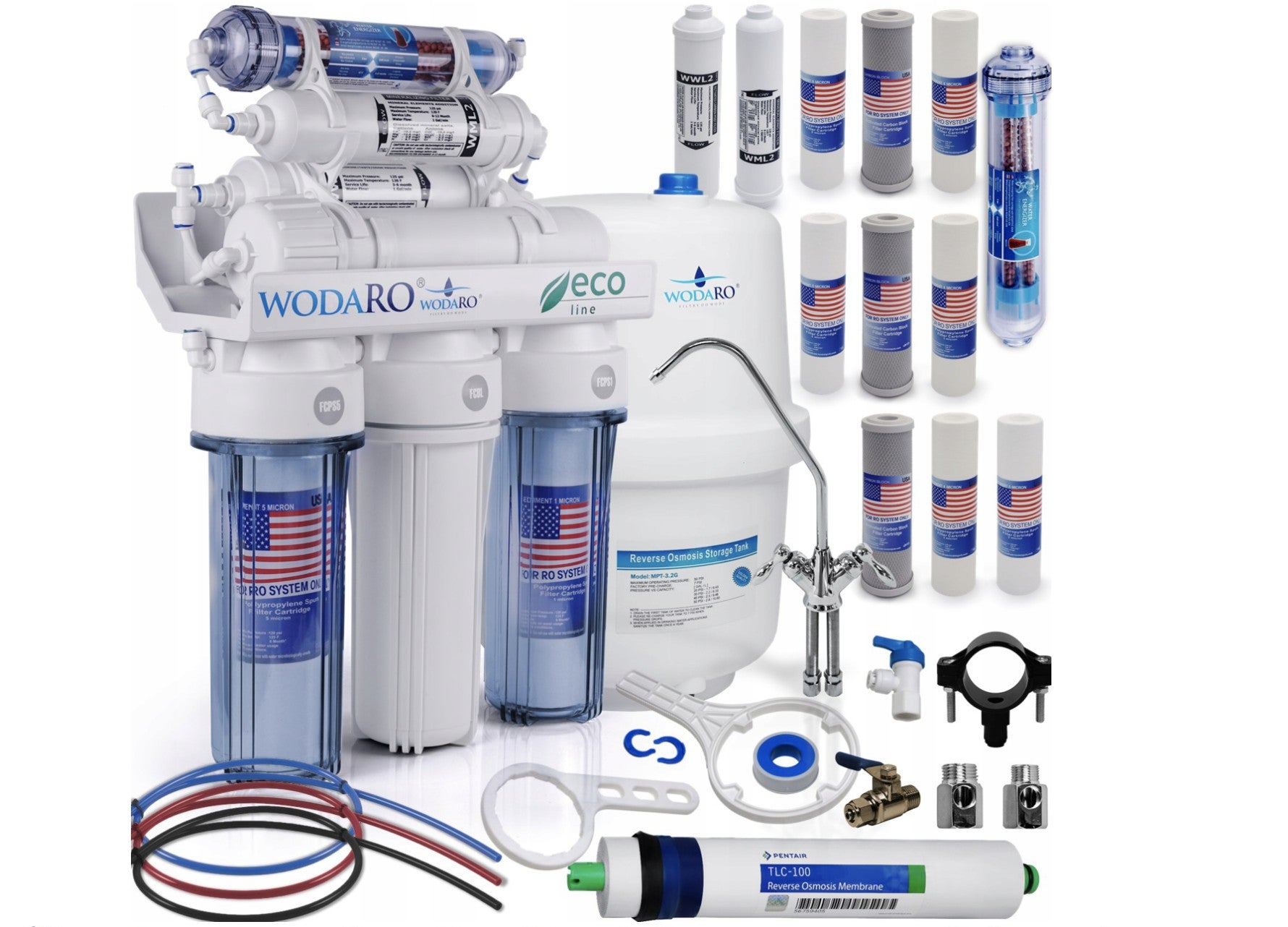 Osmoseur domestique 7 étapes de filtration RO7 Eco Line système + 3 jeux de cartouches (12 ...