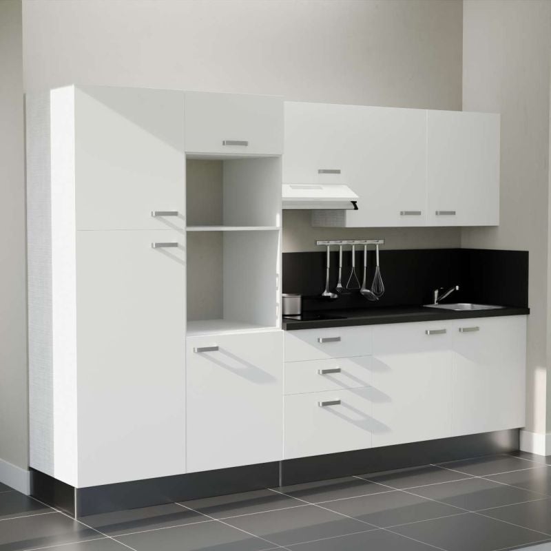Kitchenette K46L-PT - 300 cm - plan stratifié, évier inox, - Façade ...