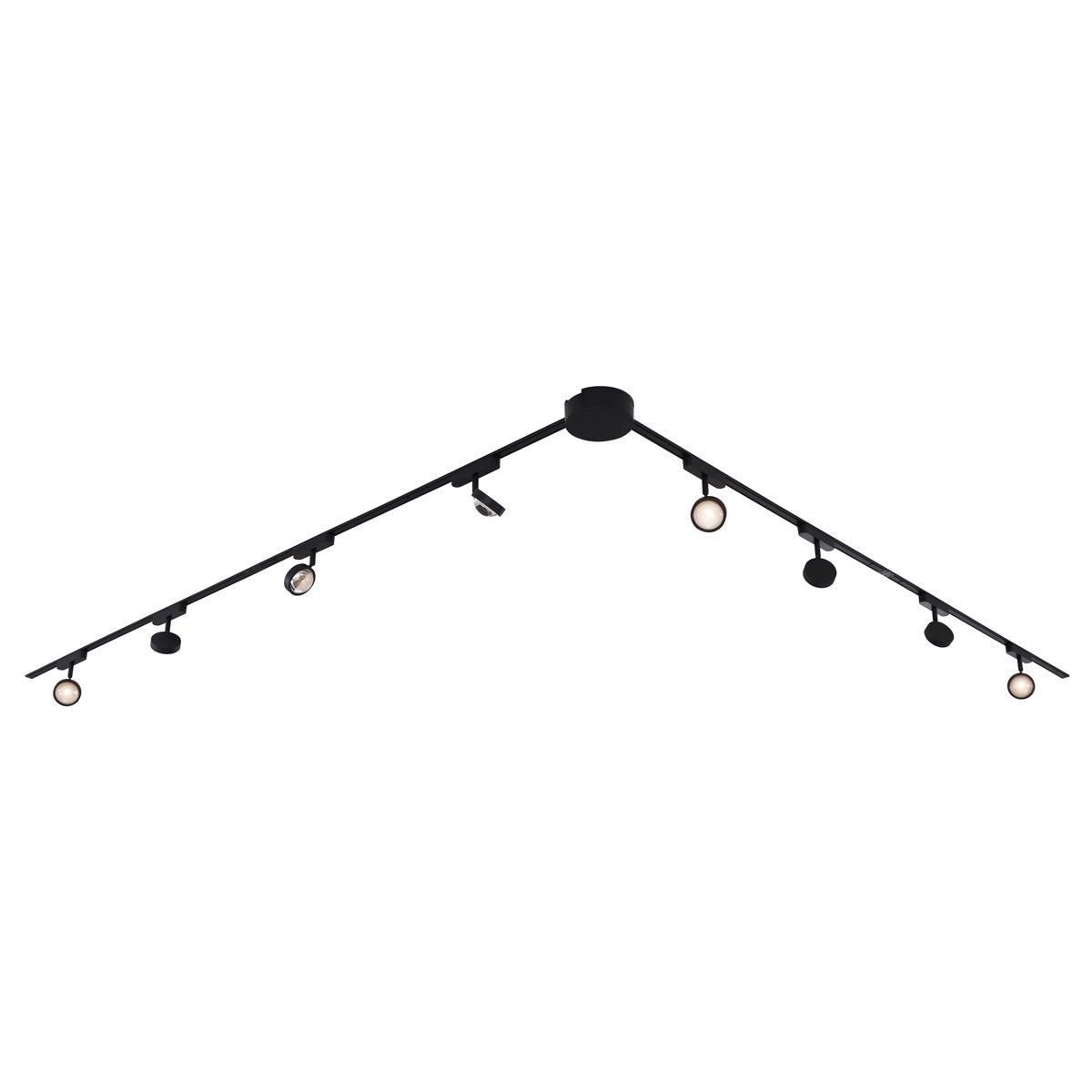 Système d'éclairage sur rail moderne avec 8 spots noirs monophasés ...
