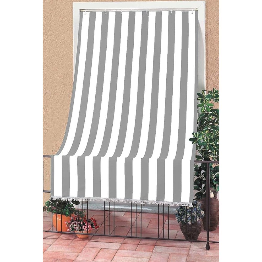 Store de balcon 140x250 cm en polyester - Couleurs Crème/Gris | Leroy ...