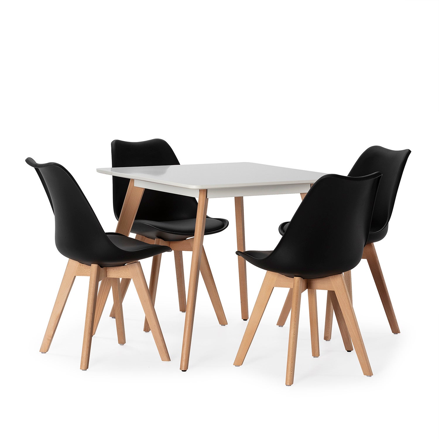 Ensemble table 80x80 cm et 4 chaises de salle à manger Klara Noir ...