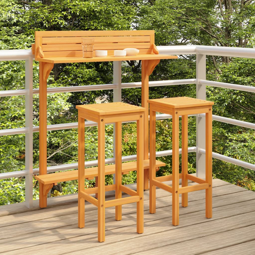 Ensemble de bar de balcon 3 pcs Bois d'acacia solide | Leroy Merlin