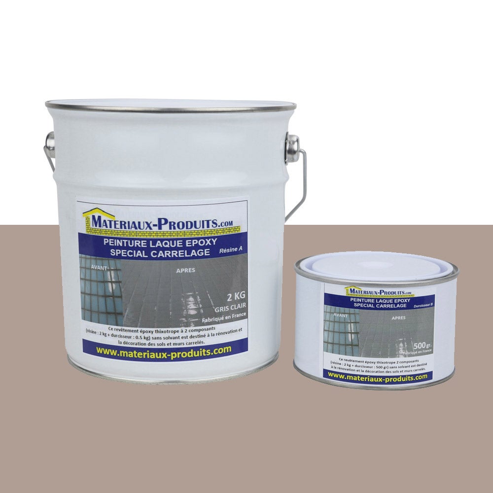 Peinture pour carrelage laque époxy Kit de 1 Kg Taupe RAL 1019 - MATPRO ...