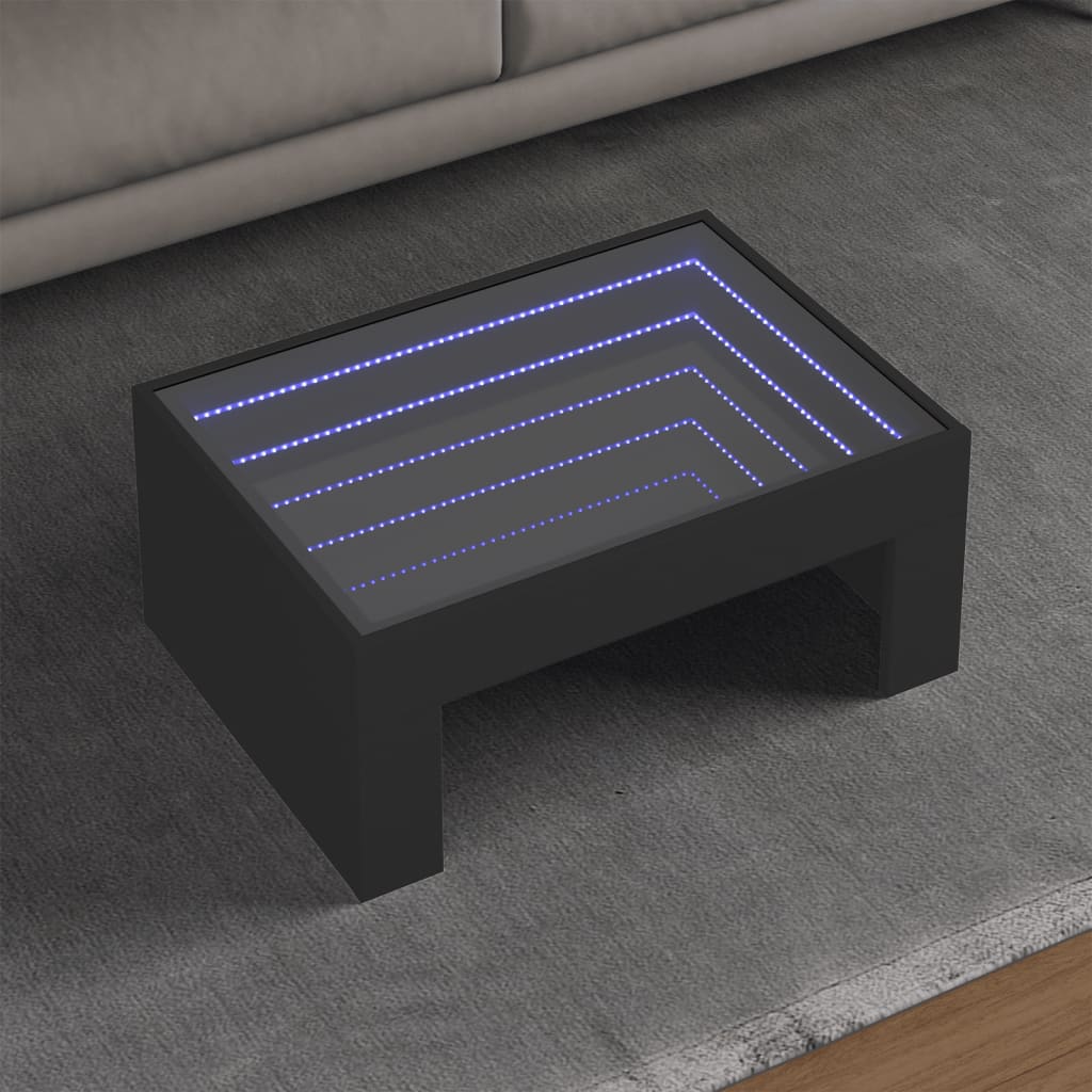 Table basse avec LED infini noir 70x50x30 cm | Leroy Merlin