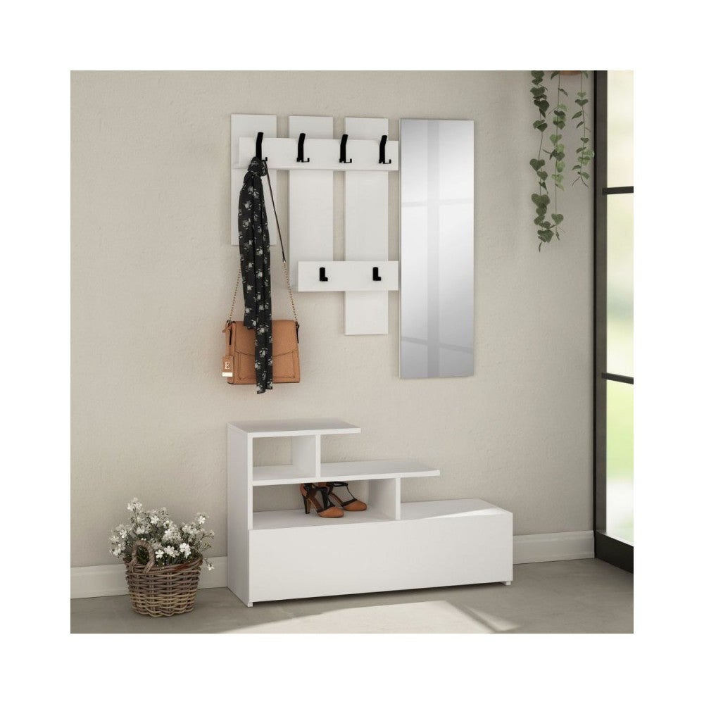 Mobile ingresso bianco con scarpiera e specchio Vesty | Leroy Merlin