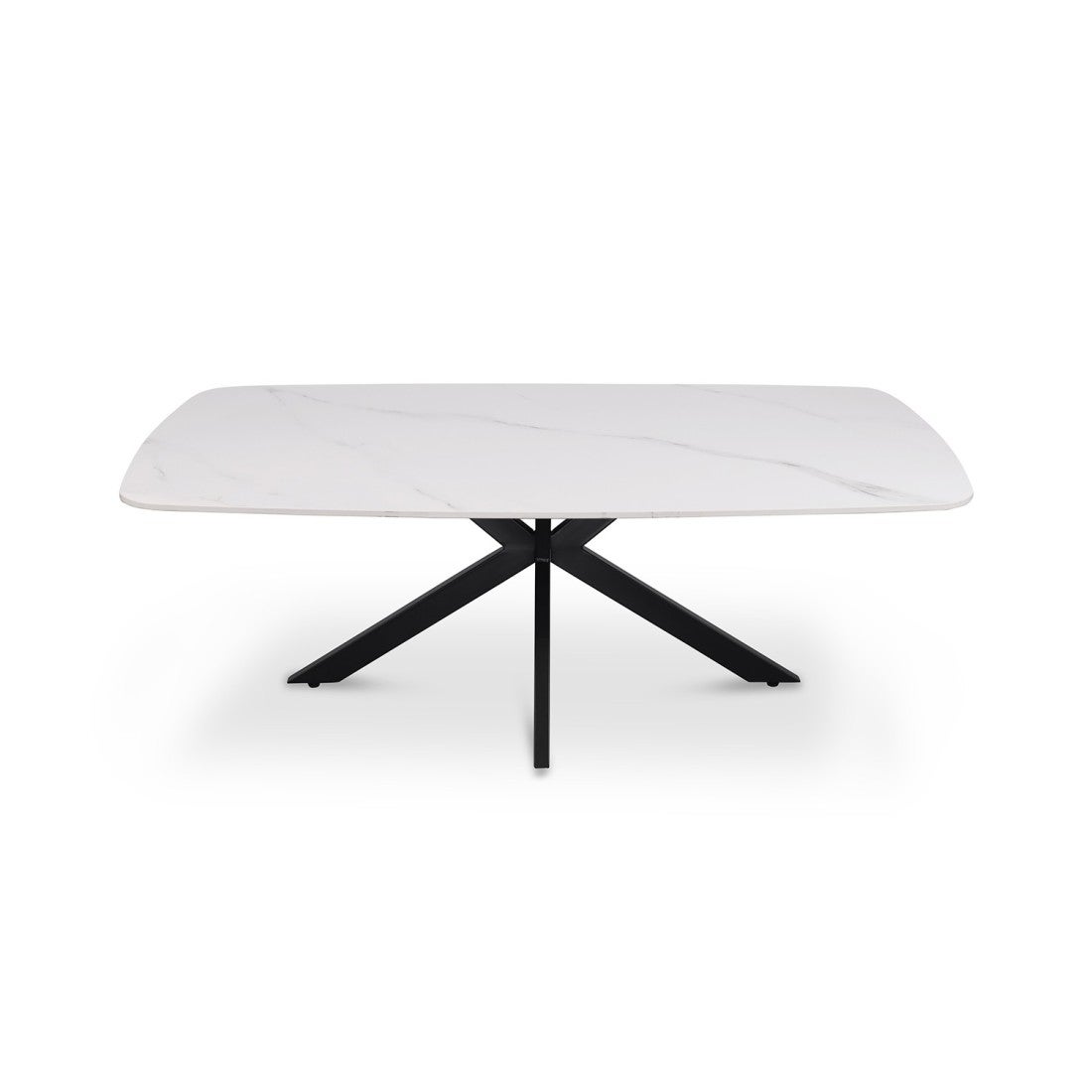 Mesa baja ARVENA – Mesa baja rectangular 130x70 cm – Piedra blanca & metal – Diseño moderno de ...