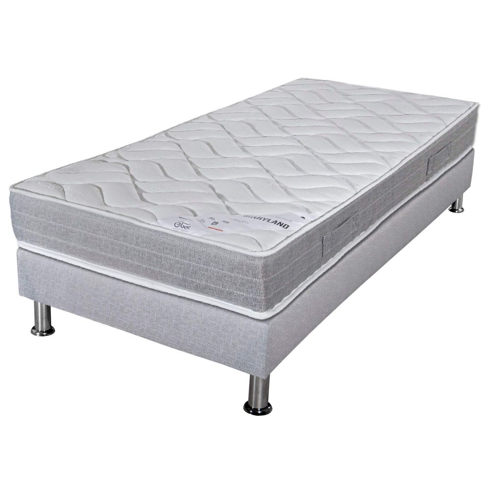 Matelas mousse + Sommier Gris clair 90x190 Maryland - Hauteur 20 cm ...