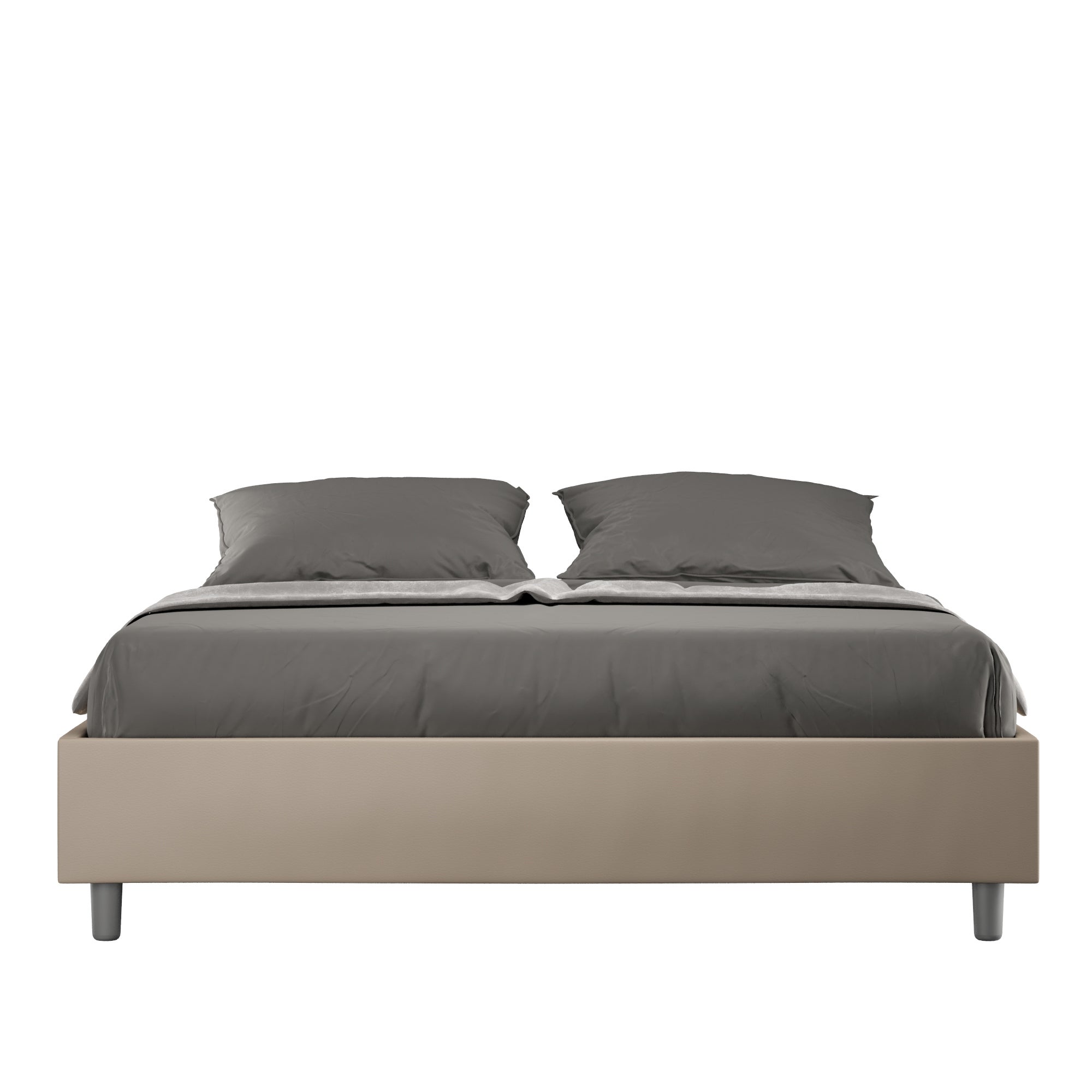 Lit coffre relevable double relevable en simili cuir gris tourterelle ...