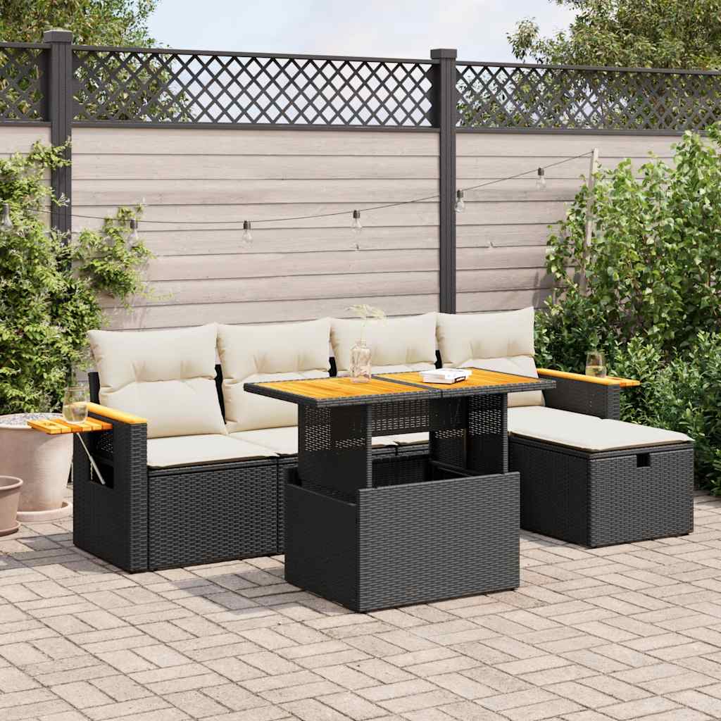 Salon bas de jardin en Rattan synthétique Noir 5 personnes | Leroy Merlin