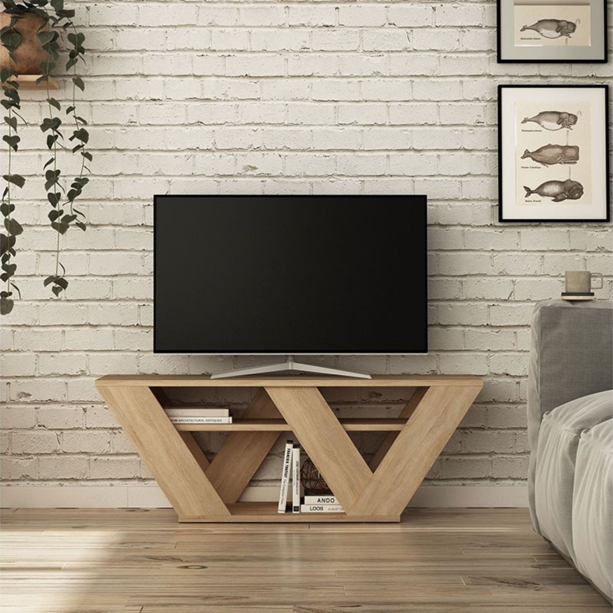 Mobilier TV moderne blanc 110x30x40 cm – Support TV élégant pour salon ...