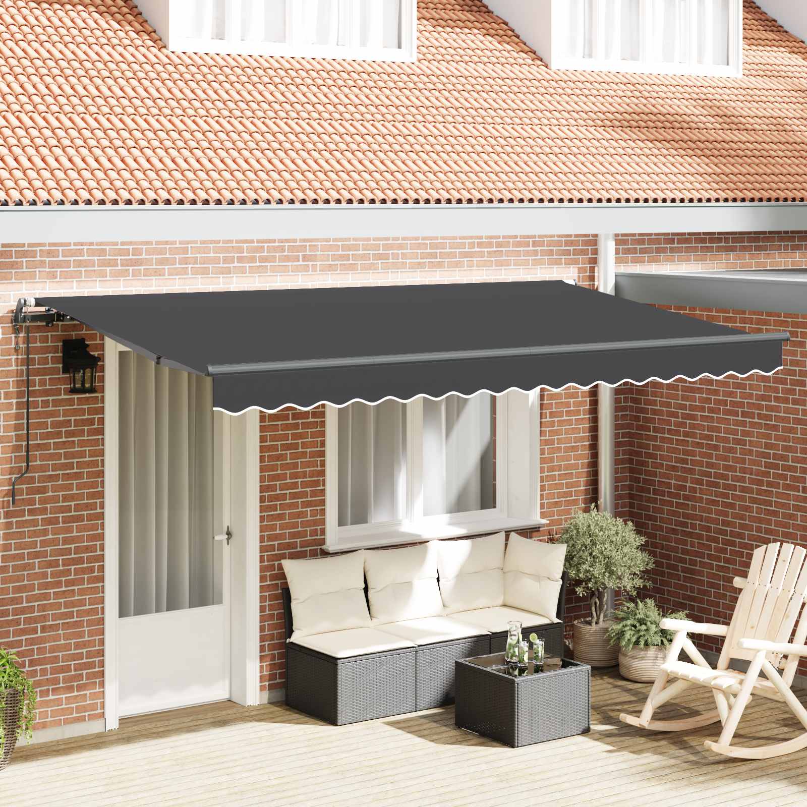 Toldo retráctil color antracita de 350 x 200 cm. | Leroy Merlin