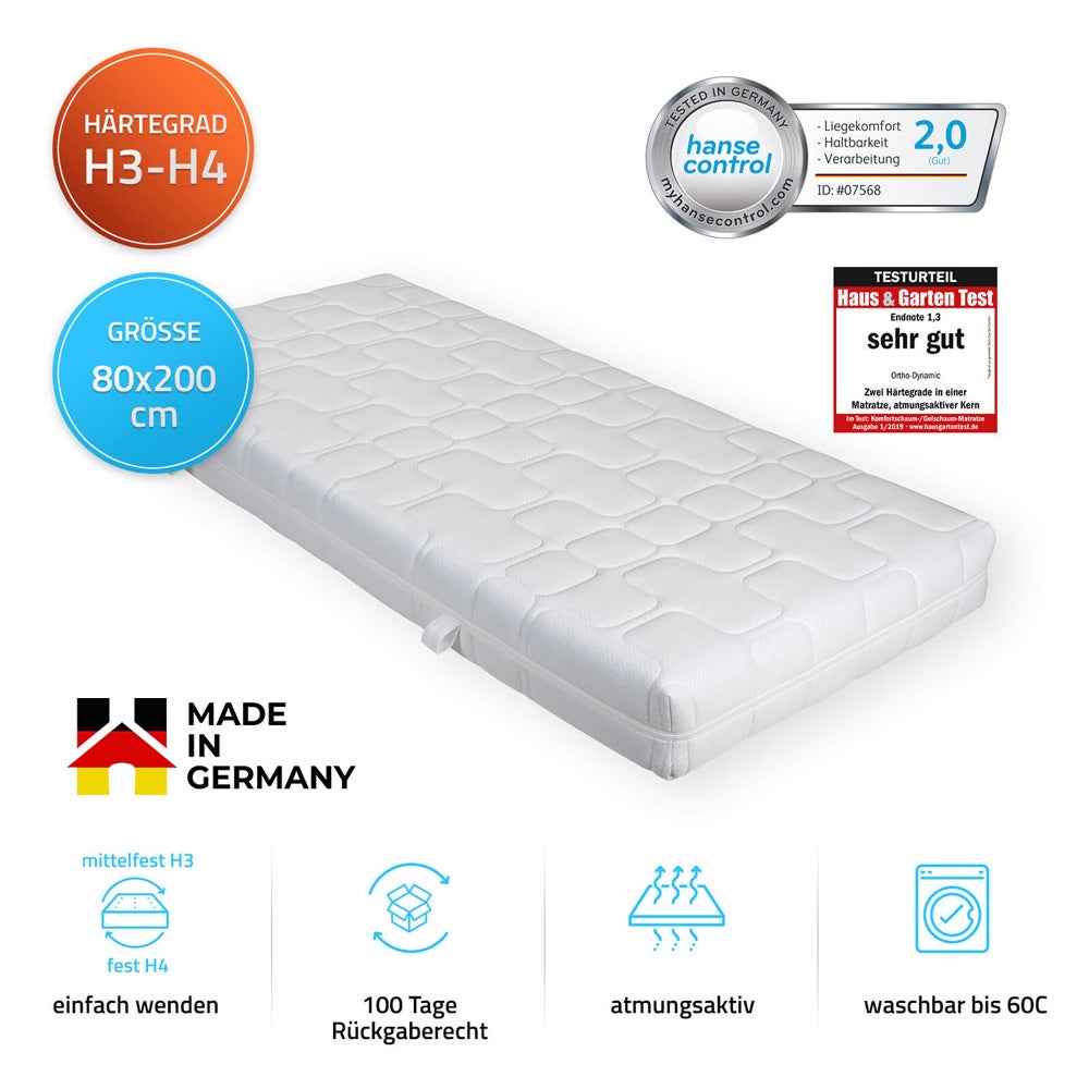 HOME DELUXE - Matelas ORTHO DYNAMIC - 80 x 200 cm - moyennement ferme ...