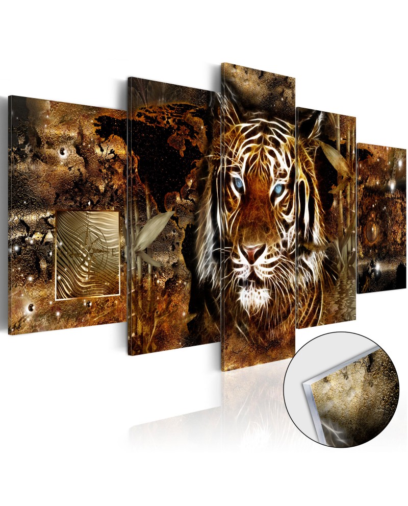 Tableau sur verre acrylique - Golden Jungle [Glass] 200x100 | Leroy Merlin