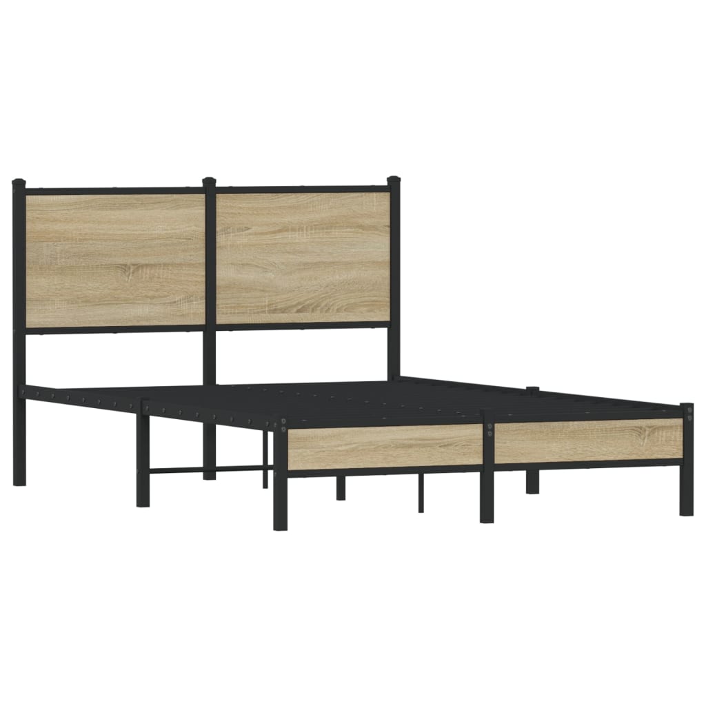 Lit Double | Lit Adulte | Cadre de lit en métal sans matelas chêne ...