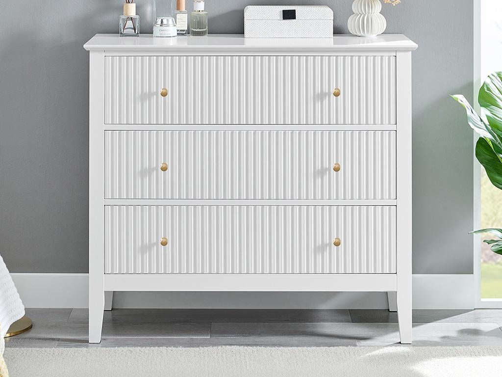 Commode 3 tiroirs en MDF - Blanc - NARIVA | Leroy Merlin
