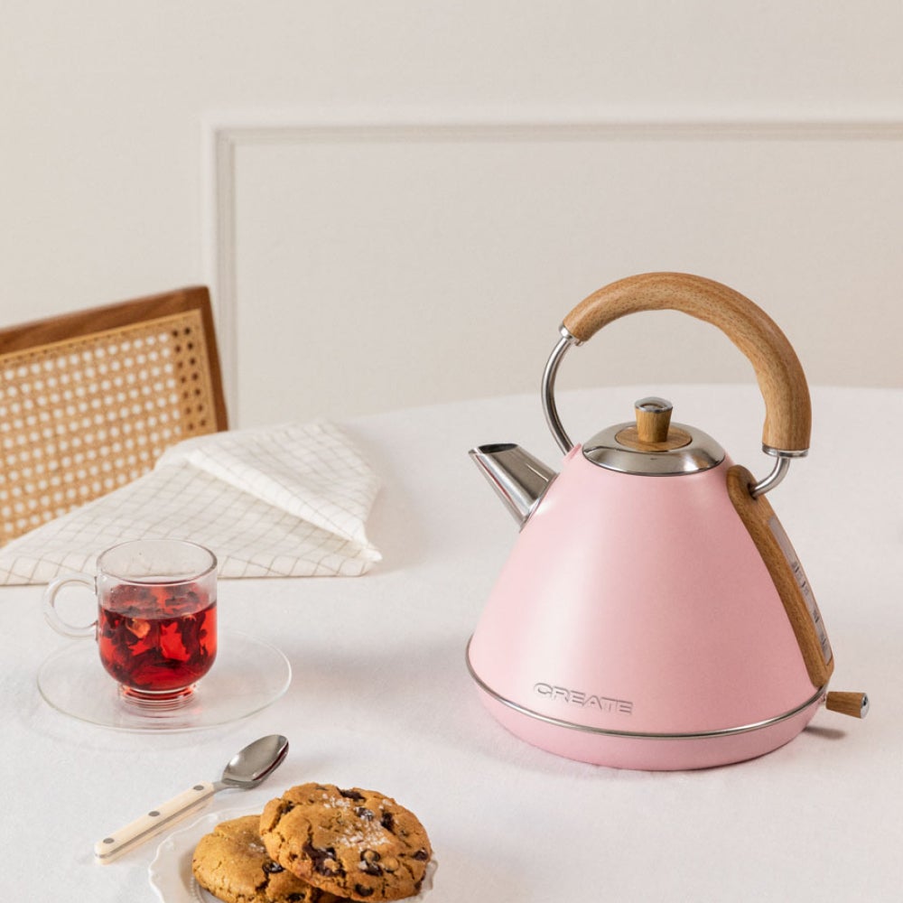 CREATE - KETTLE RETRO - Bouilloire électrique - Rose pastel | Leroy Merlin