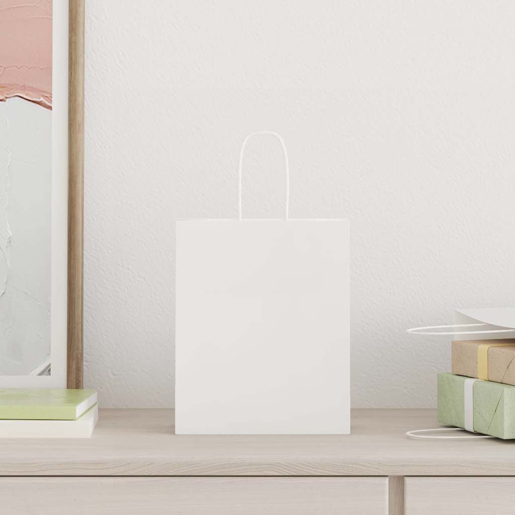 Bolsas de papel kraft con asas 250 uds blanca 18x8x22 cm v5582 18 x 8 x ...