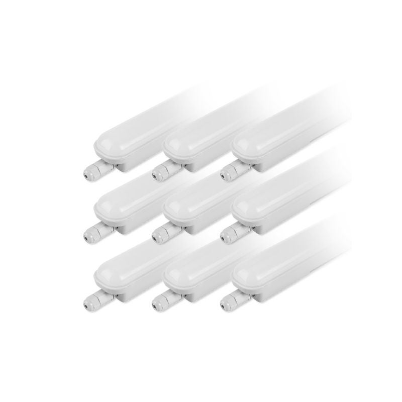 Lot de 9 Réglettes LED étanches 150cm 55W IP65 - 120 ° - Blanc neutre ...