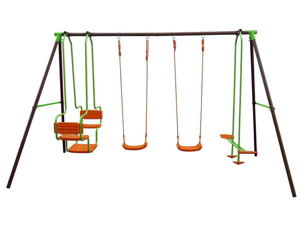 Portique en acier CONSTANCE 4 agrès - Tricolore - L384 x I168 x H220 cm ...