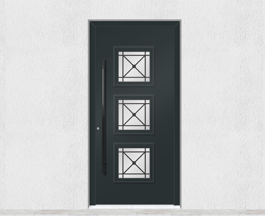 Porte d'entrée en aluminium TRADITIONAL DESIGN 5103-1140-8 RAL 7016 Ep ...