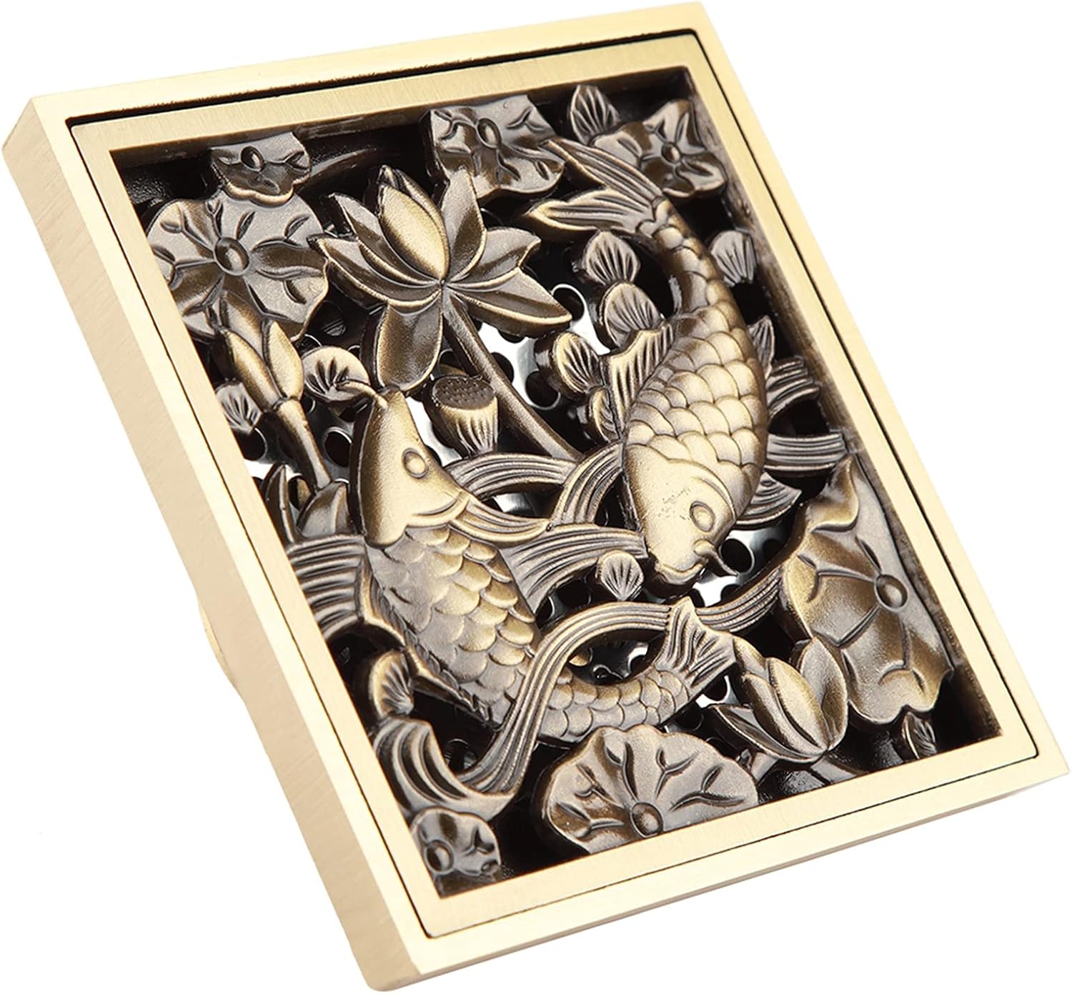 Scarico a pavimento, scarico per doccia da 10 cm in ottone anticato ...