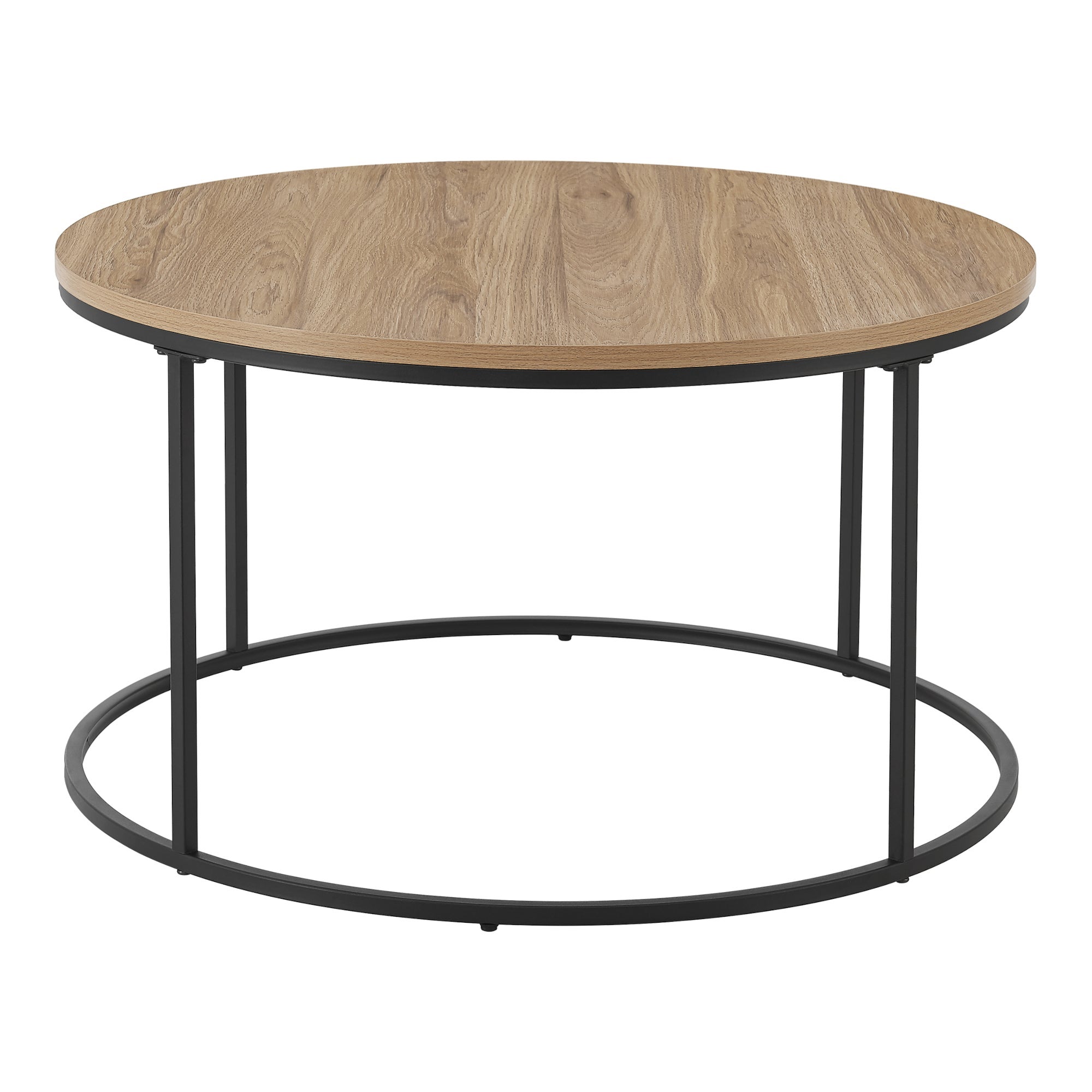 Table basse ronde diamètre 80 cm noir et effet bois 03_0008451 | Leroy ...