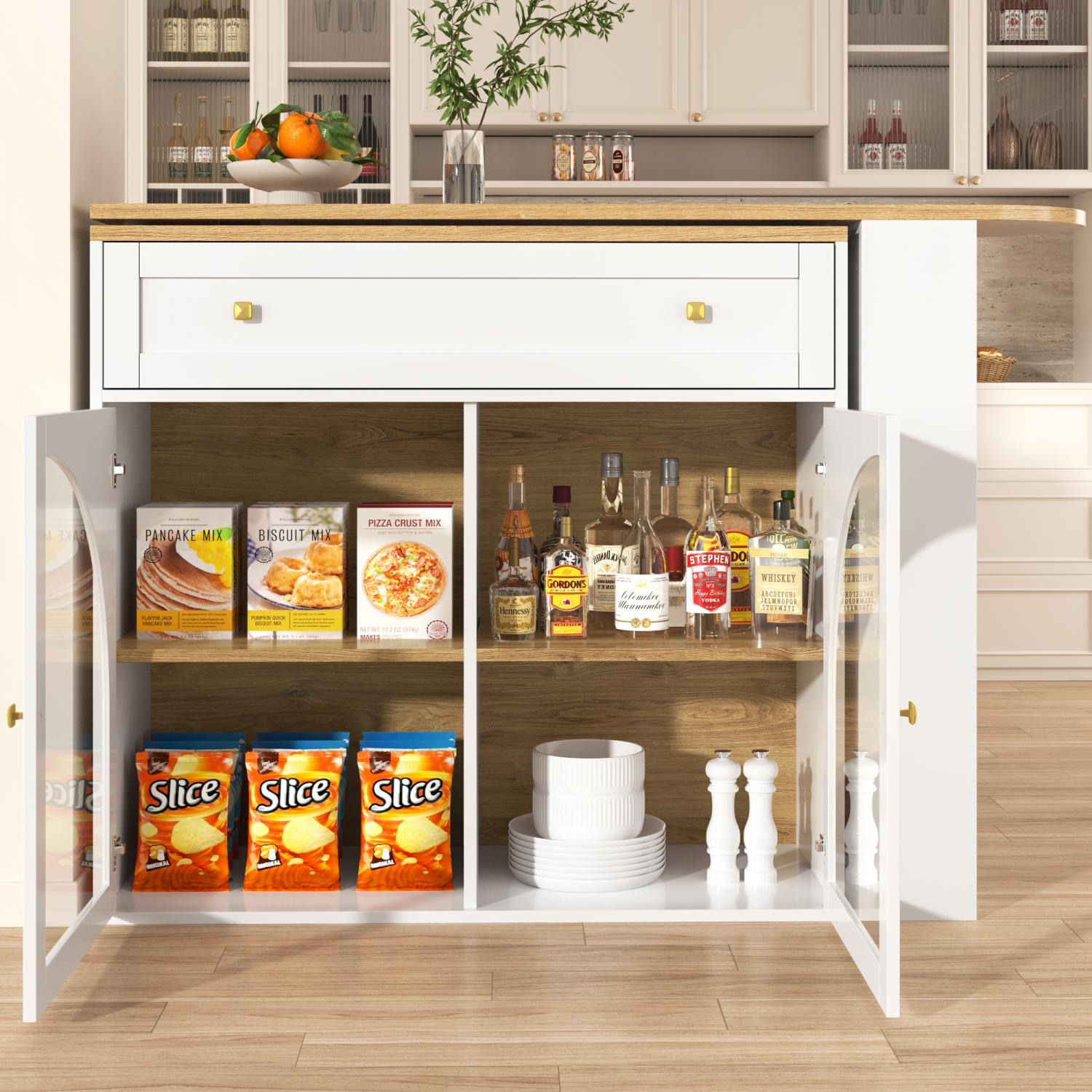 Table de bar extensible avec rangement, 360° pivotante, style moderne ...
