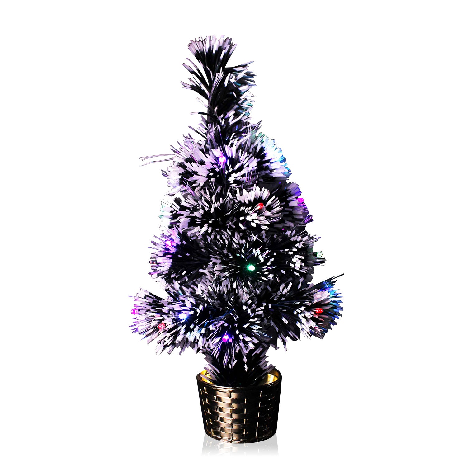 Árbol de fibra óptica con nieve y luces LED 40 cms. | Leroy Merlin