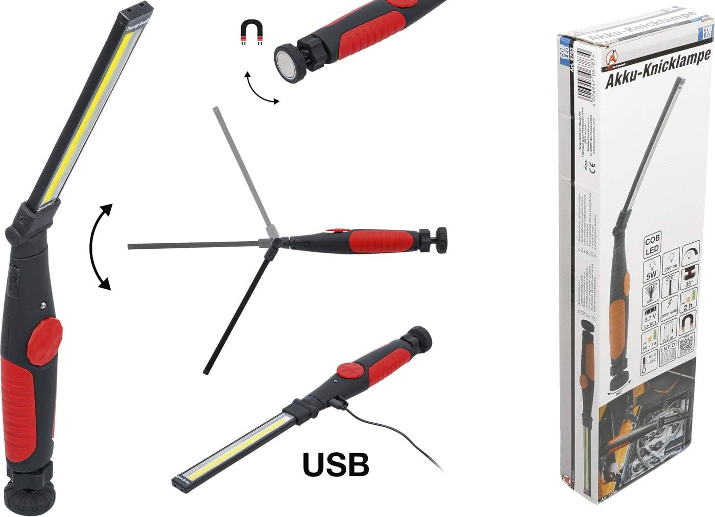Baladeuse pliable à accu | COB-LED | 5W | Leroy Merlin