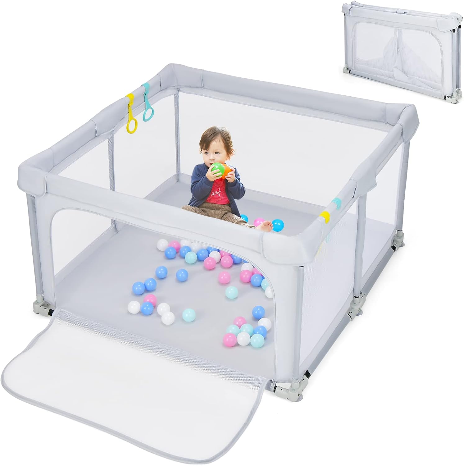Parc Bébé 10 Mois à 6 Ans, Parc Bebe en maille avec Balles et 4 Anneaux ...