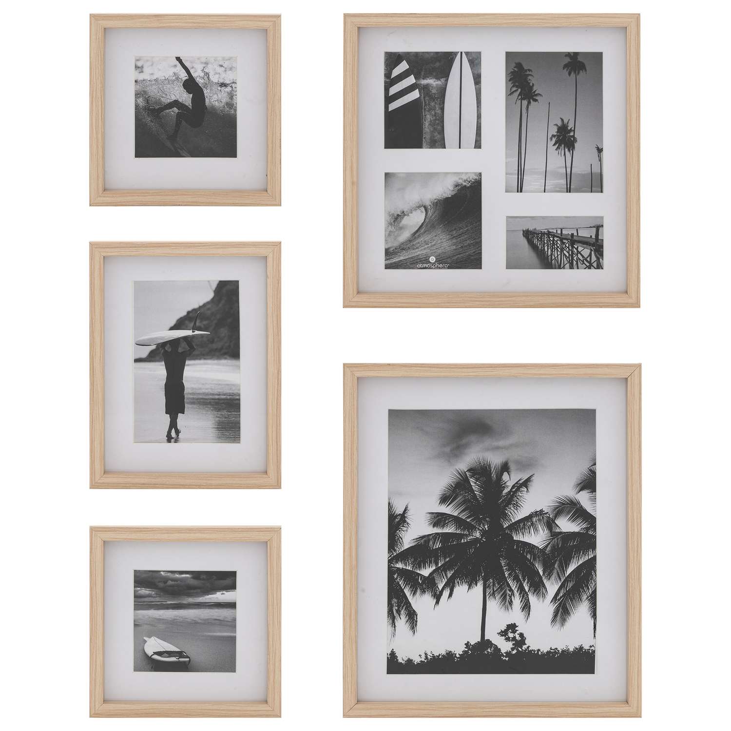 Lot de 5 cadres photos en bois - Beige | Leroy Merlin
