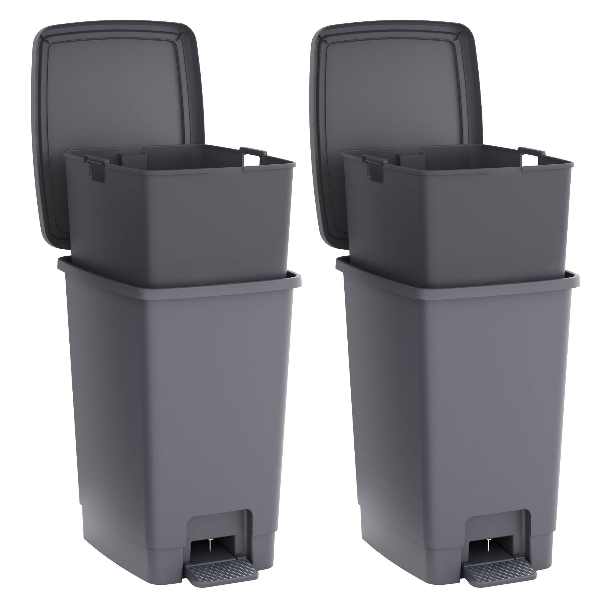 Lot de 2 poubelles à pédale 30 litres avec seau amovible en plastique ...