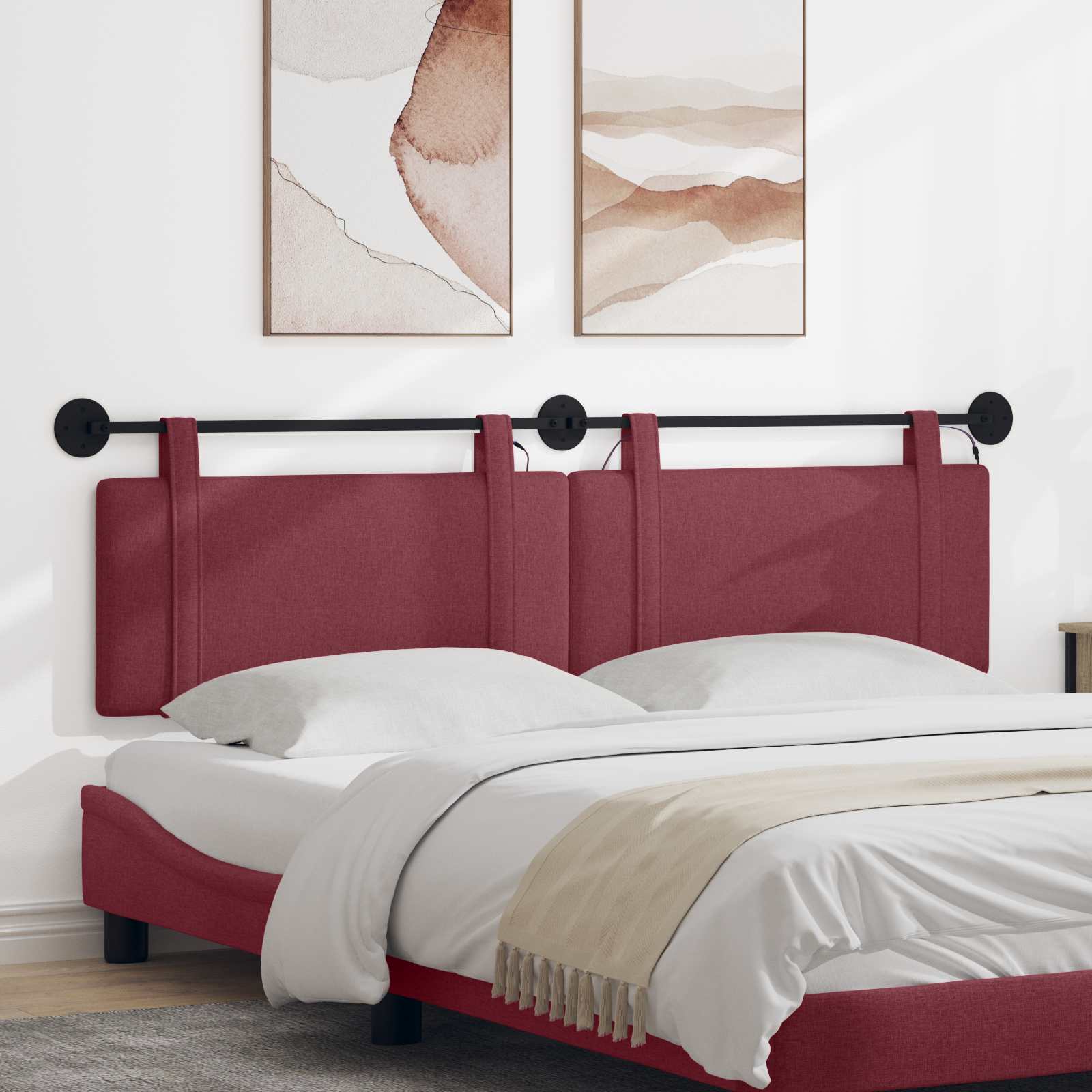 Testiera sospesa Con luce LED Rosso Vino Tessuto vidaXL | Leroy Merlin