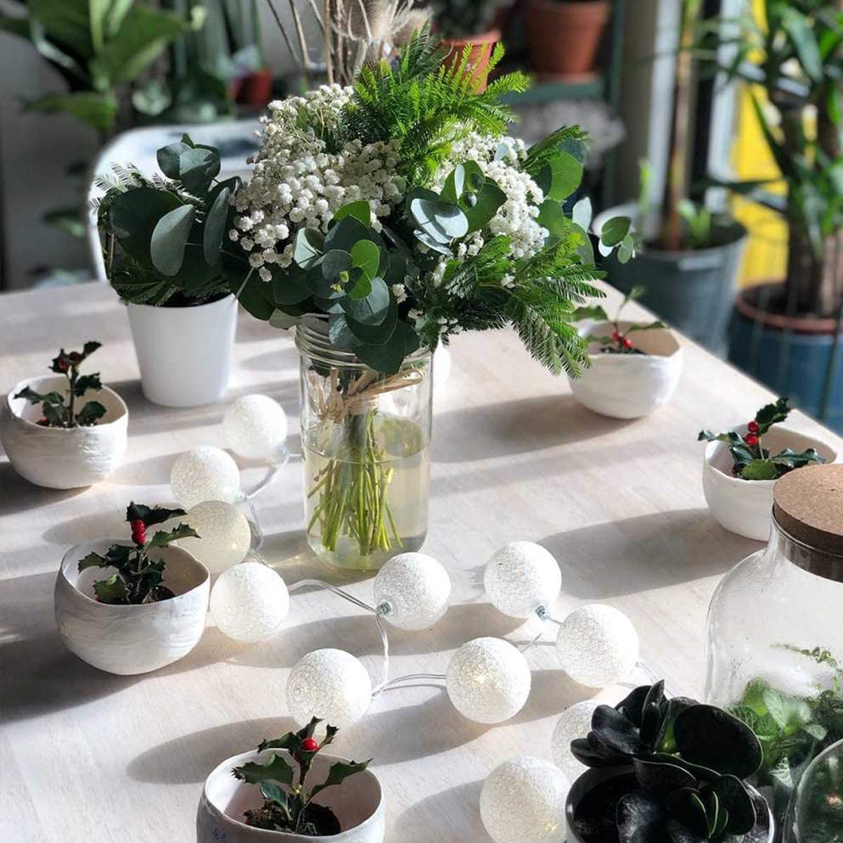 Guirlande lumineuse boules coton LED USB - Télécommande sans fil ...