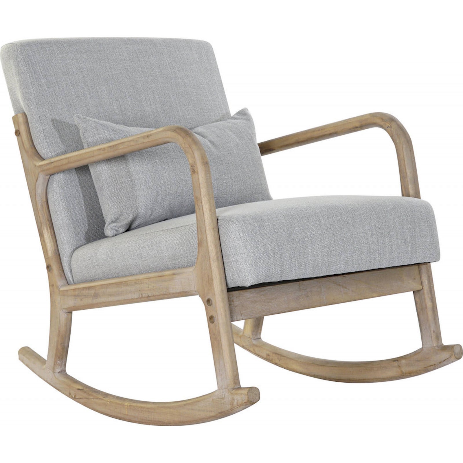 Rocking chair élégant en lin gris et bois naturel 66 x 88 x 78 cm Gris ...