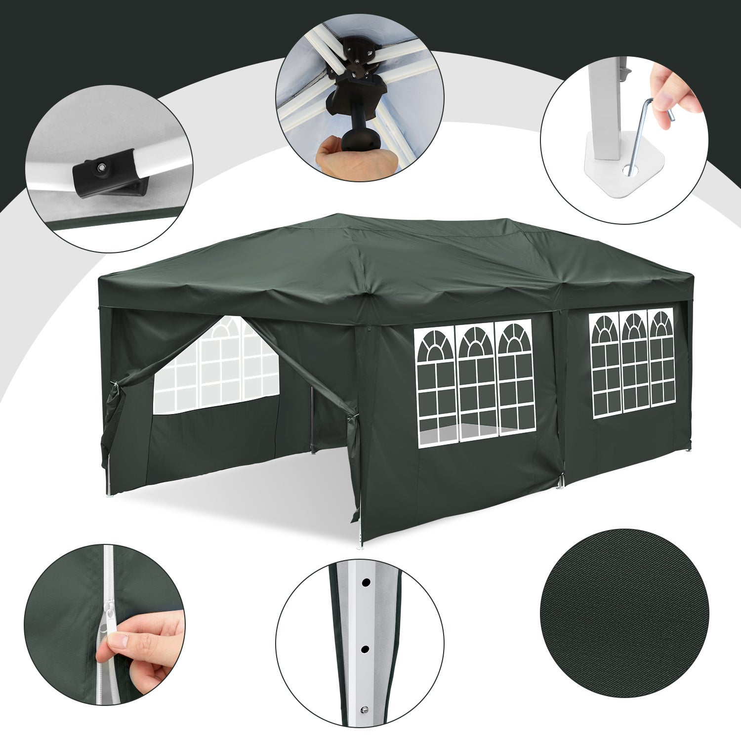 Carpa plegable para fiestas Pérgola de jardín 3x6m gris Carpa plegable ...