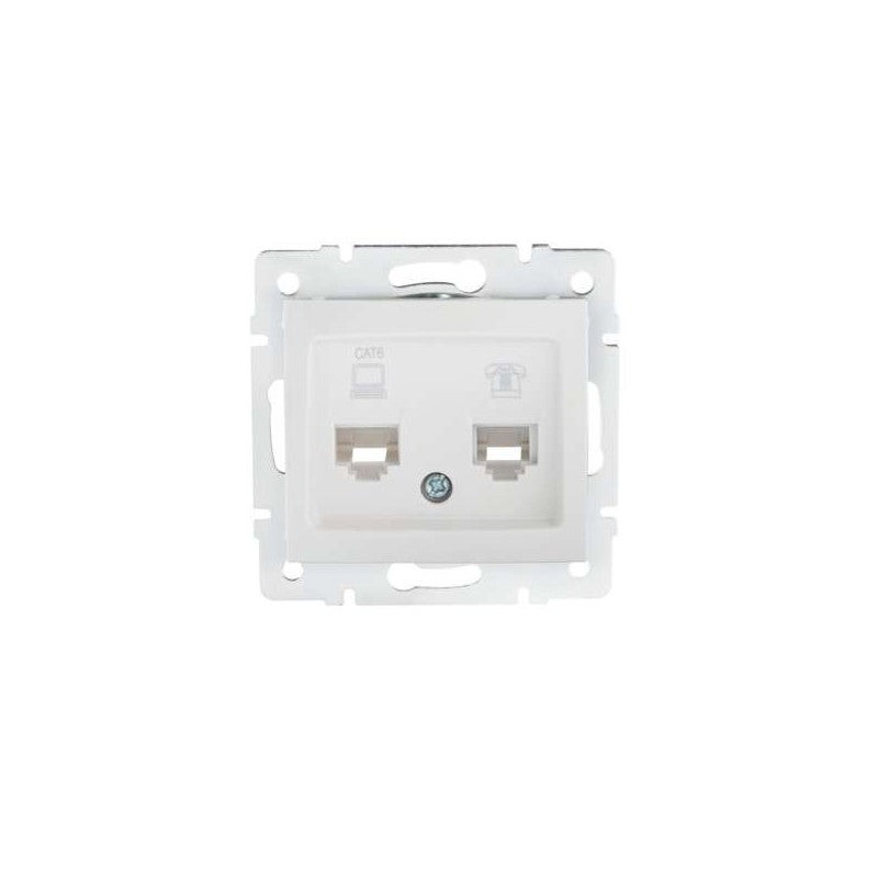 Prise RJ45 CAT6 + RJ11 Encastrable DOMO Blanc | Leroy Merlin