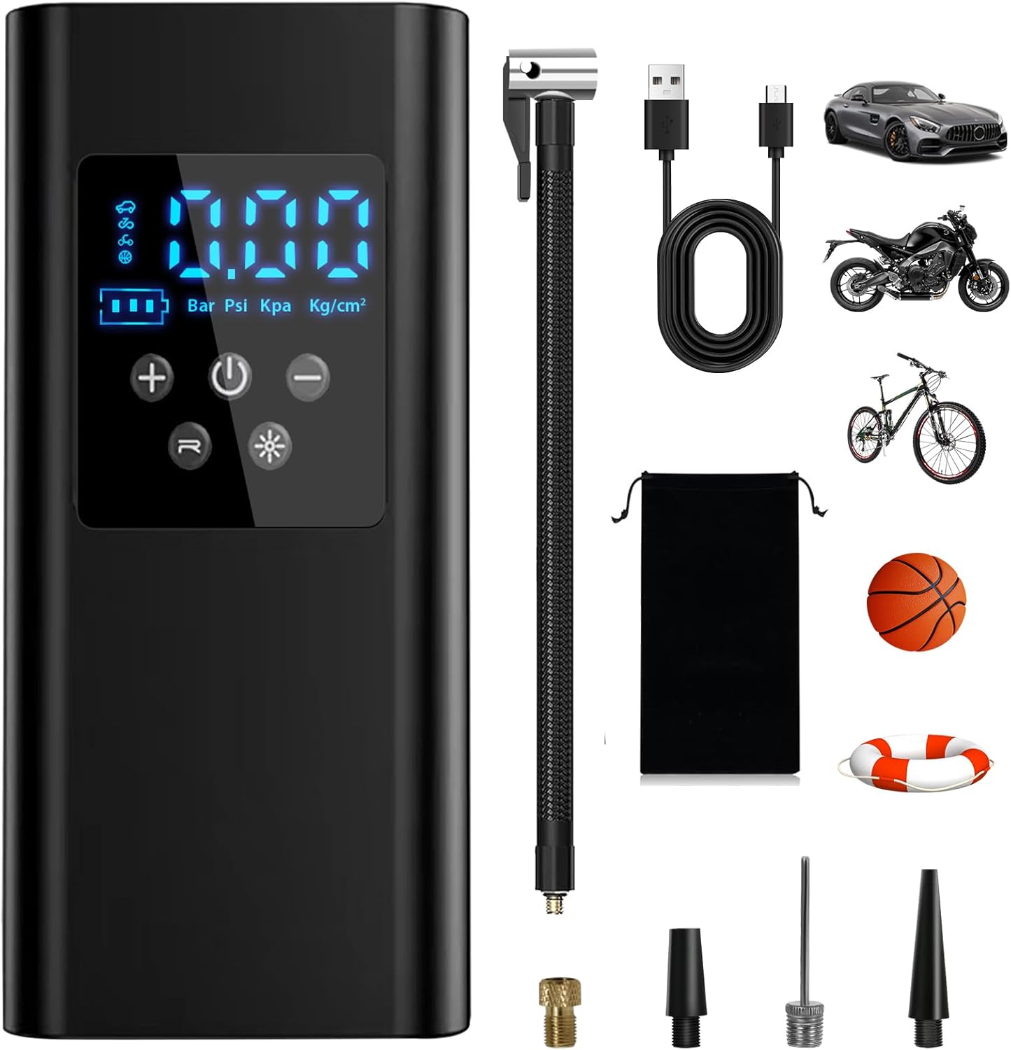 Gonfiatore per pneumatici auto 150PSI, compressore d'aria portatile ...