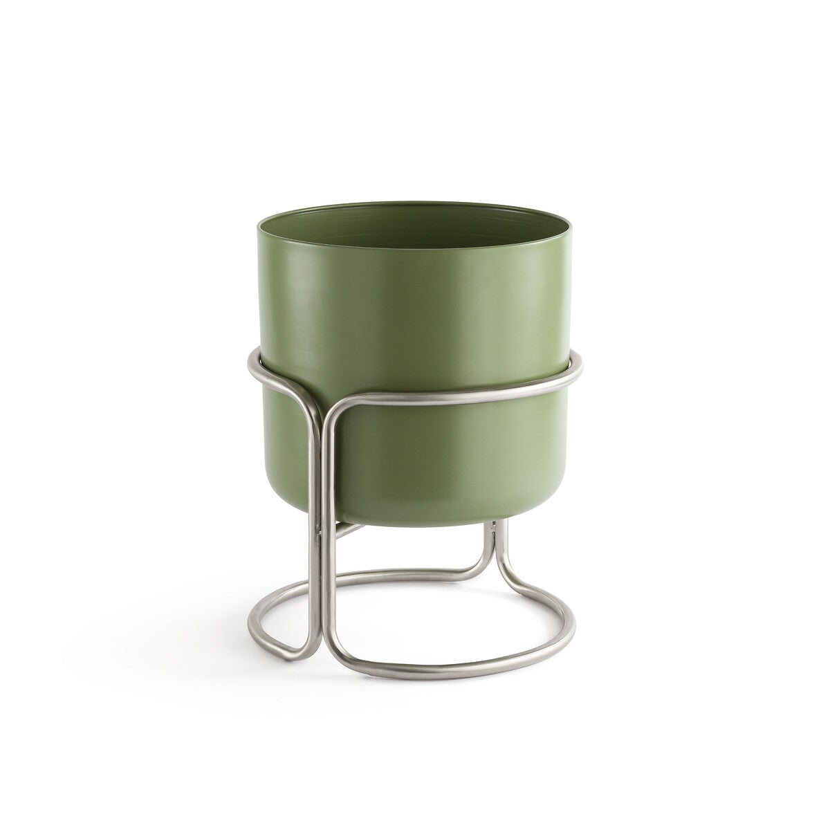 Cache-pot sur pied en métal fer Ø37,5 cm, Giorgio - Vert olive - taille ...