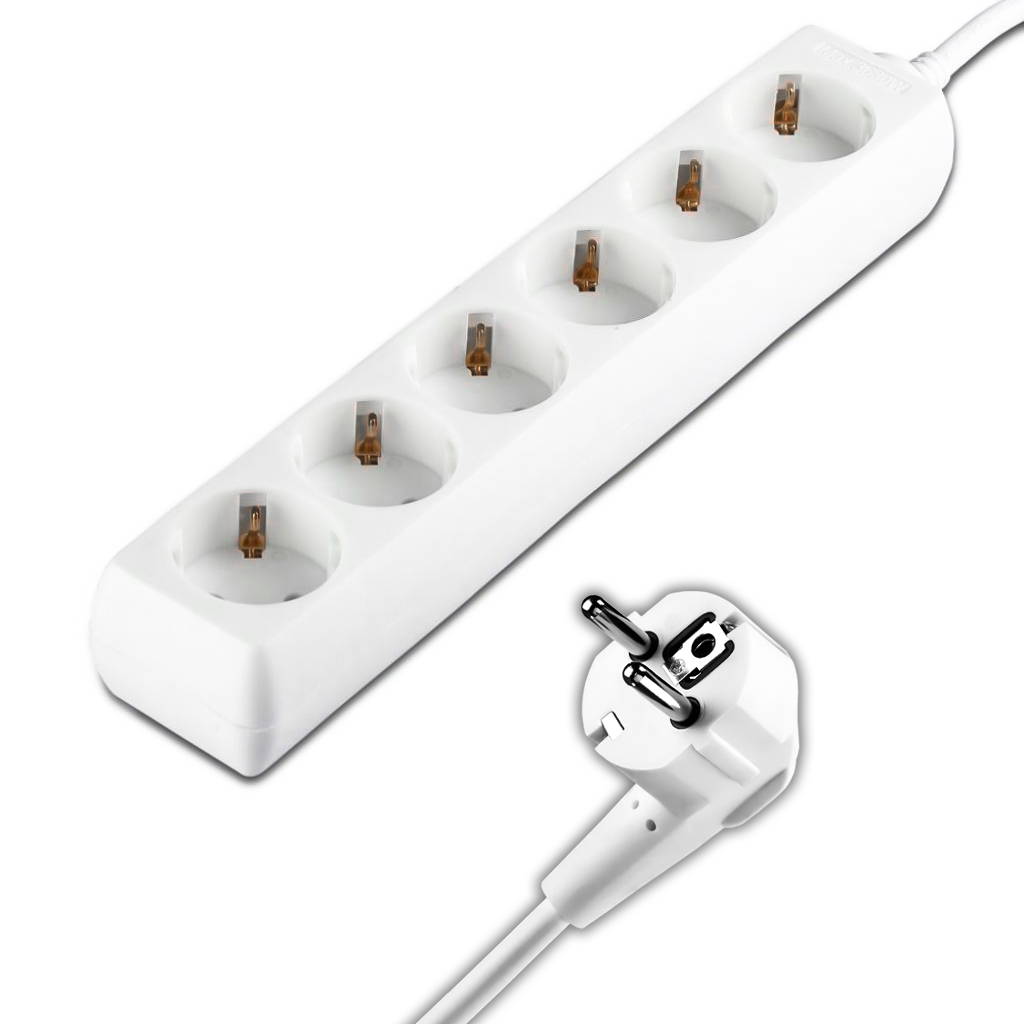 Bloc multiprises avec càble de 3m 6 prises 10A 2P + Schuko et fiche ...