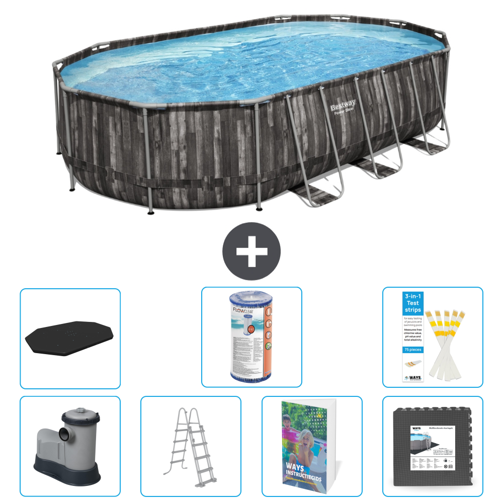 Bestway Bestway Power Steel Ovale - 610x366x122 cm - 8-pièces S563 ...