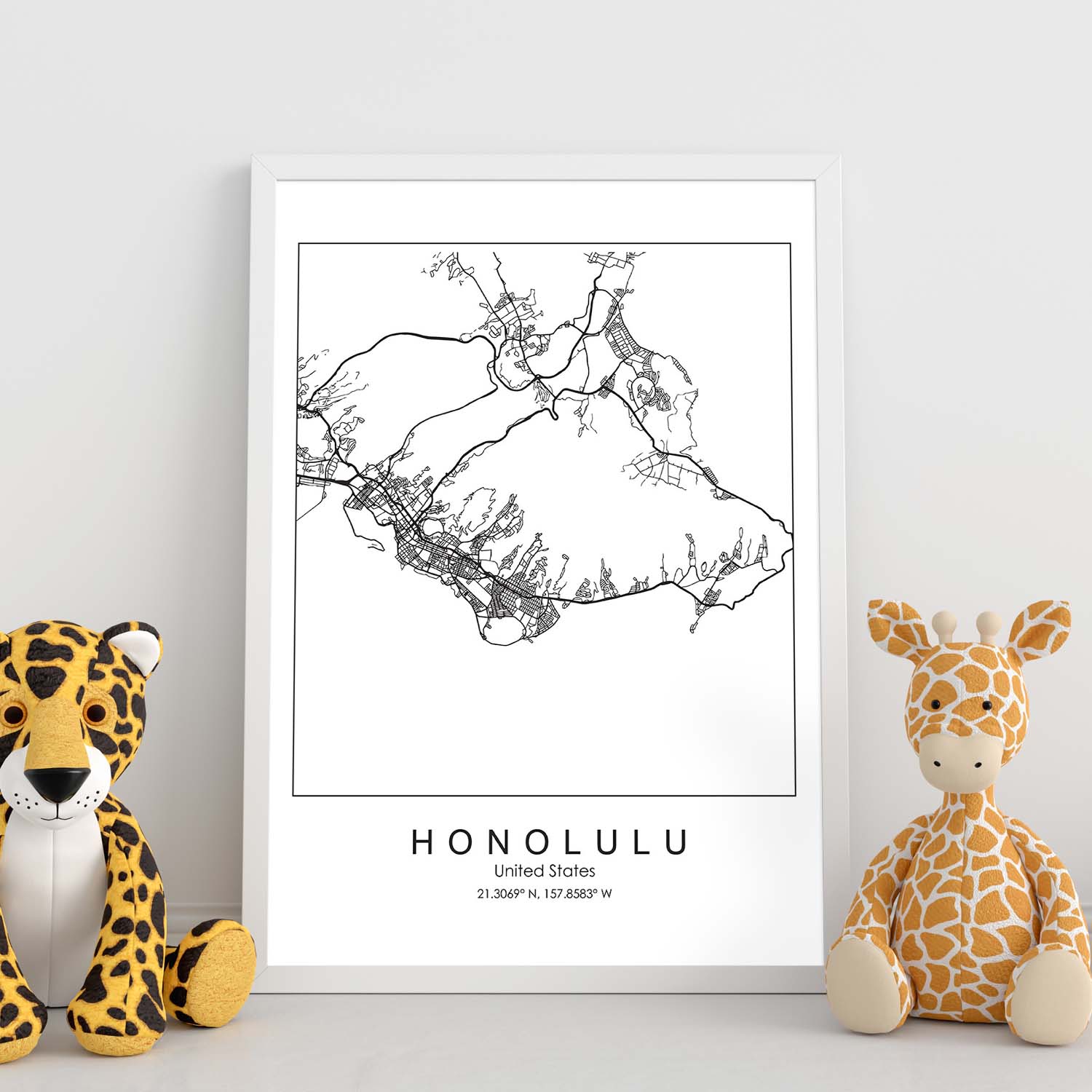 Affiche De La Carte Honolulu. Feuille Américaine, Avec Cartes Et Images ...