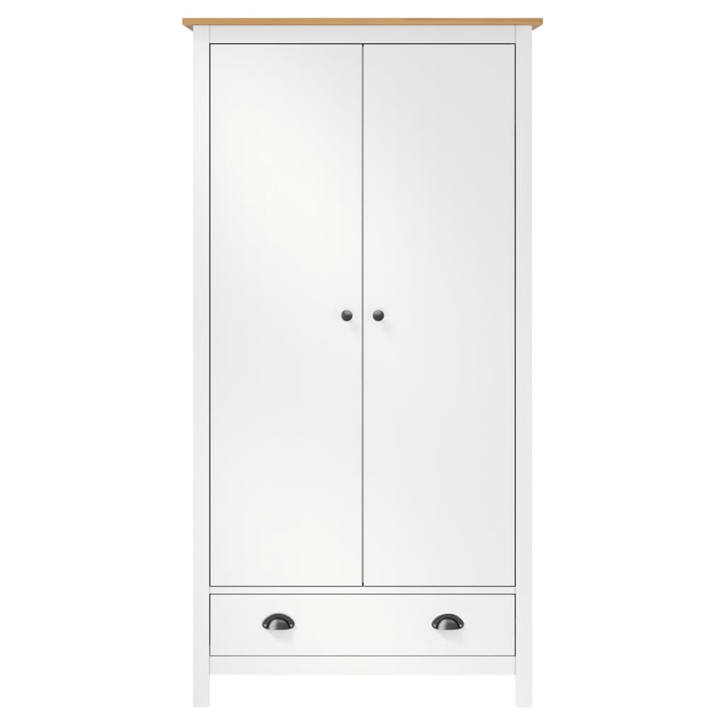 Garde-robe | Armoire à 2 portes Hill Blanc 89x50x170cm Bois de pin ...